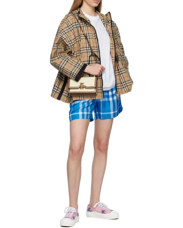 Burberry Crewneck Short Sleeve T-shirt With Check Sleeves