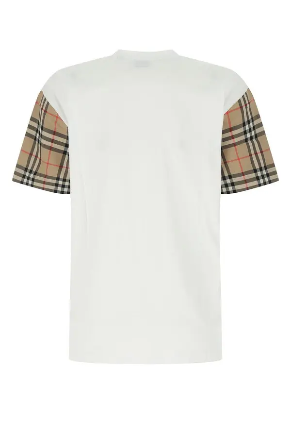 Burberry Crewneck Short Sleeve T-shirt With Check Sleeves