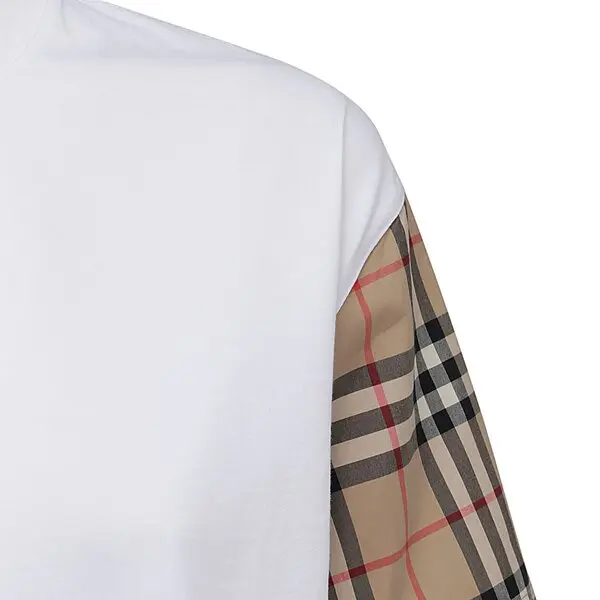 Burberry Crewneck Short Sleeve T-shirt With Check Sleeves