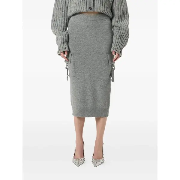 Blumarine Cargo Pocket Knitted Maxi Skirt - Grey