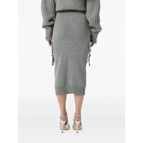 Blumarine Cargo Pocket Knitted Maxi Skirt - Grey