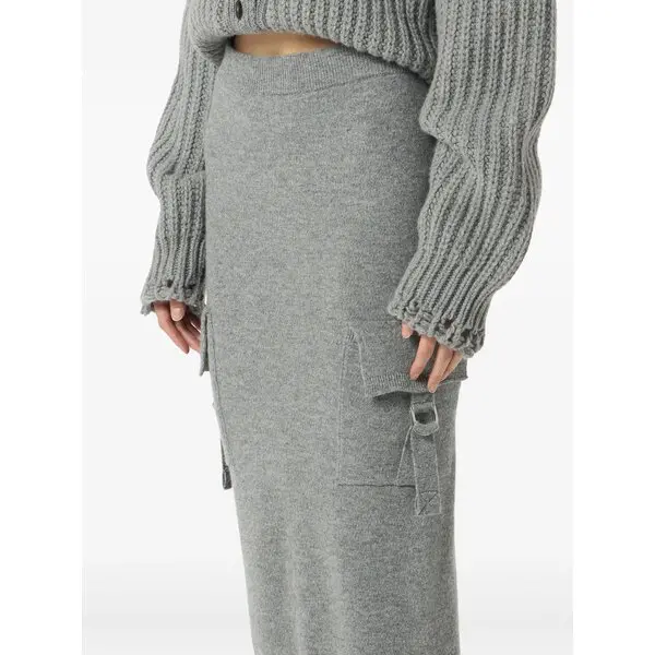 Blumarine Cargo Pocket Knitted Maxi Skirt - Grey