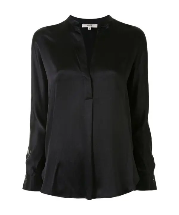 Vince Open Neck Long-sleeved Loose Fit Blouse