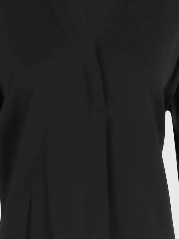 Vince Open Neck Long-sleeved Loose Fit Blouse - Black