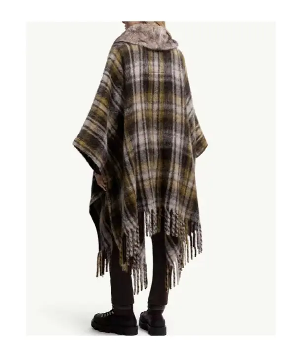 Moncler Checked Fringed Edge Cape - No