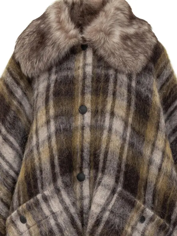 Moncler Checked Fringed Edge Cape - No