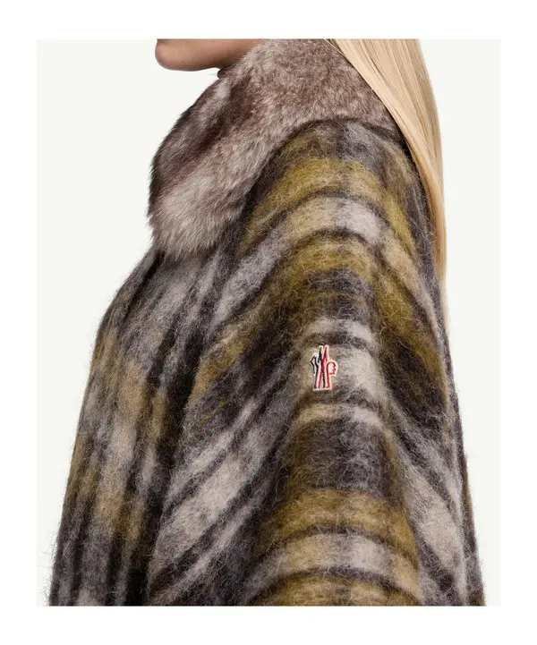 Moncler Checked Fringed Edge Cape - No