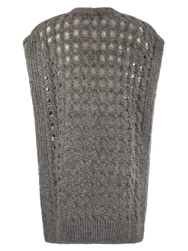 Herno Sleeveless V-neck Open Knit Sweater