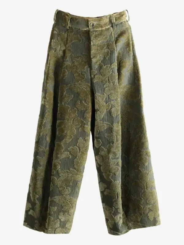 UMA WANG Graphic Print Wide Leg Trousers - Grey/brown