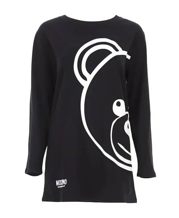 Moschino T-shirt Dress With Round Neck And Long Sleeves - Black