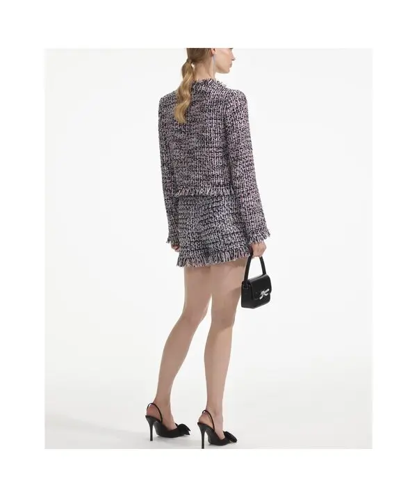 SELF-PORTRAIT Fringed Boucle Shorts