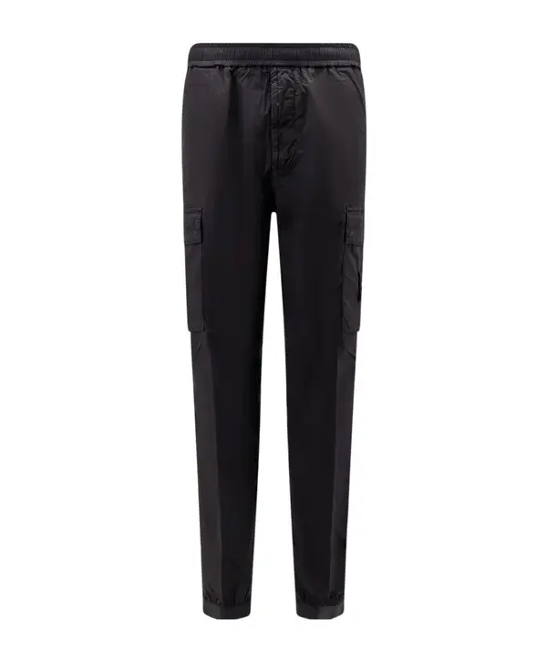 Stone Island Logo Patch Tapered Cargo Trousers - Black