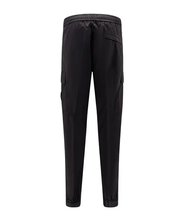 Stone Island Logo Patch Tapered Cargo Trousers - Black