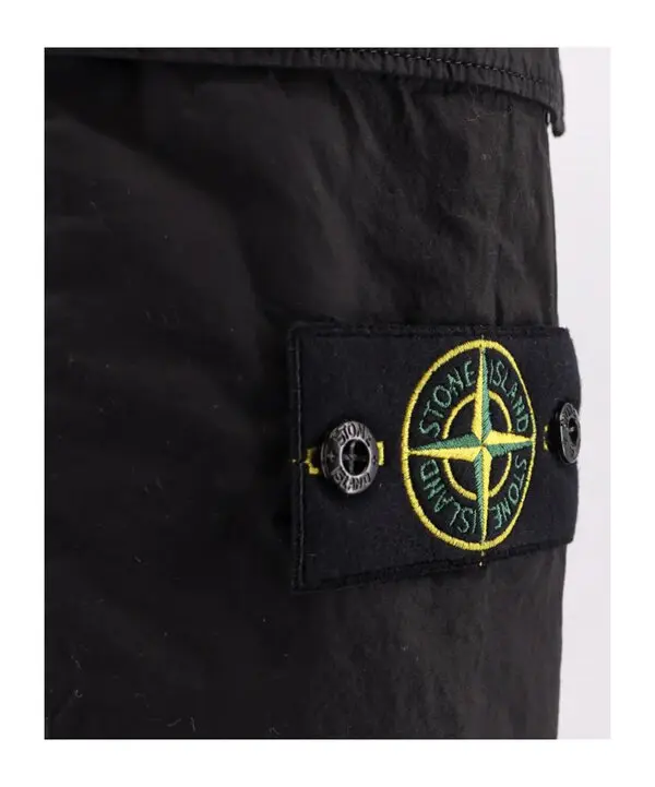 Stone Island Logo Patch Tapered Cargo Trousers - Black