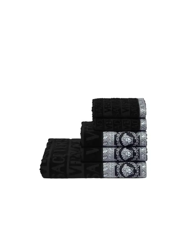 Versace 5-piece Patterned Towel Set - Black