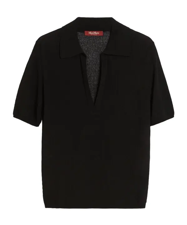 Max Mara V-neck Knitted Polo Shirt - Black