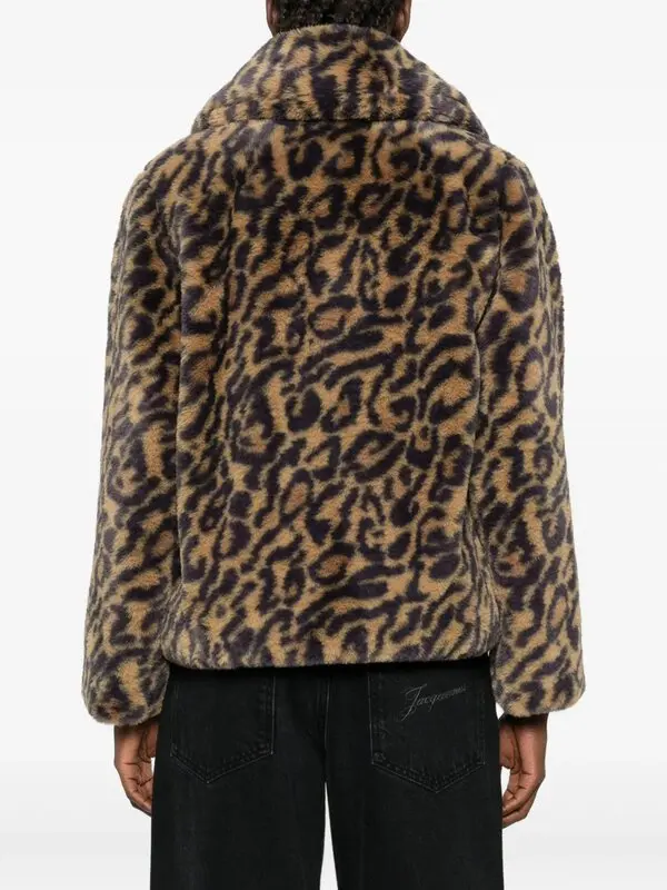 A.p.c. Johanna Leopard Print Faux Fur Coat - Black