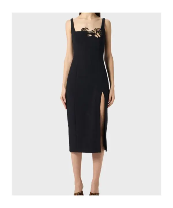 Blumarine Floral Rhinestone Midi Dress