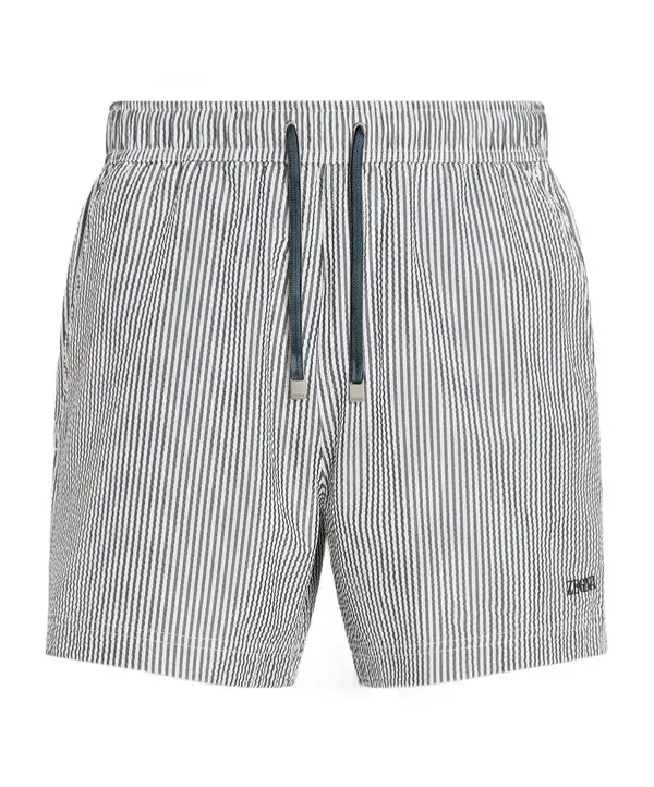 Zegna Striped Swim Trunks - Navy Blue
