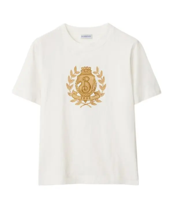 Burberry B Crest Embroidered Crewneck T-shirt - Chalk
