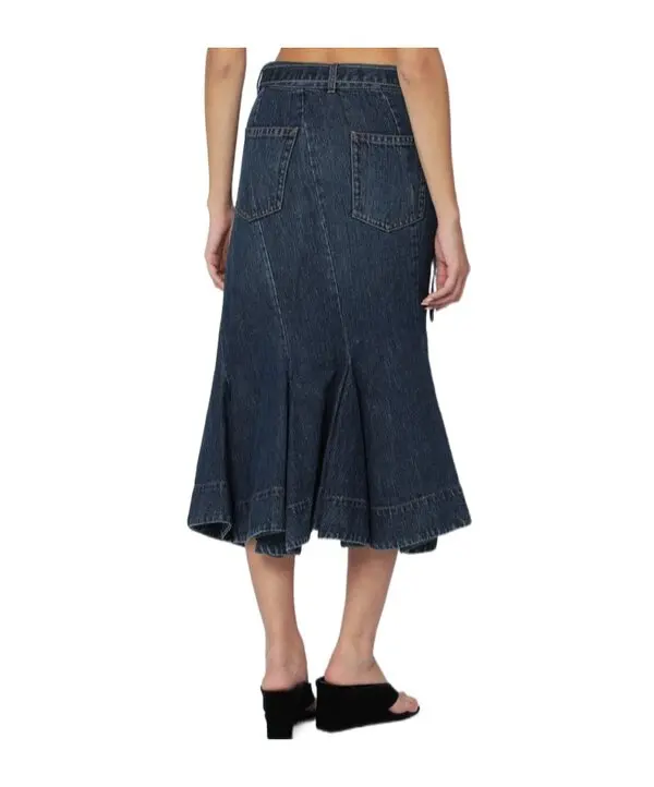 Sacai Asymmetrical Zip Front Denim Skirt