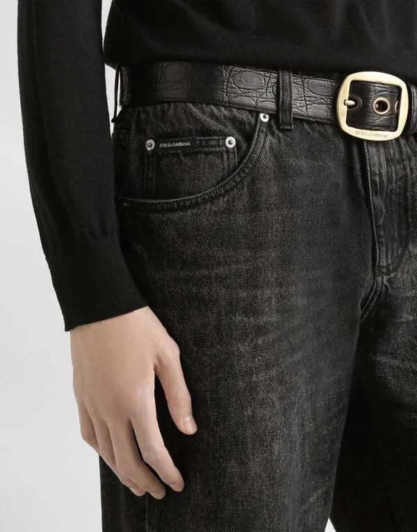 Dolce & Gabbana Logo Plaque Cotton Jeans - Multi-color