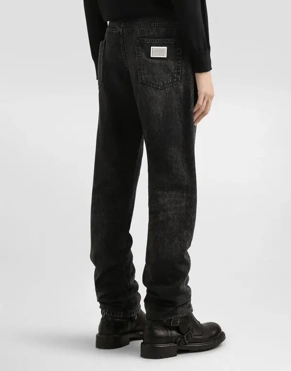 Dolce & Gabbana Logo Plaque Cotton Jeans - Multi-color