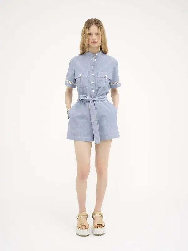 Chloé Short-sleeved Button-up Jumpsuit