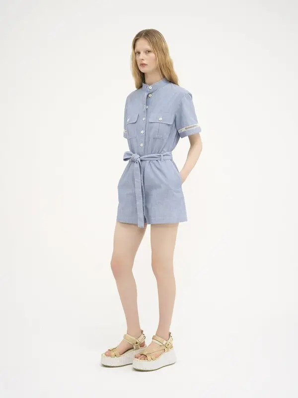 Chloé Short-sleeved Button-up Jumpsuit