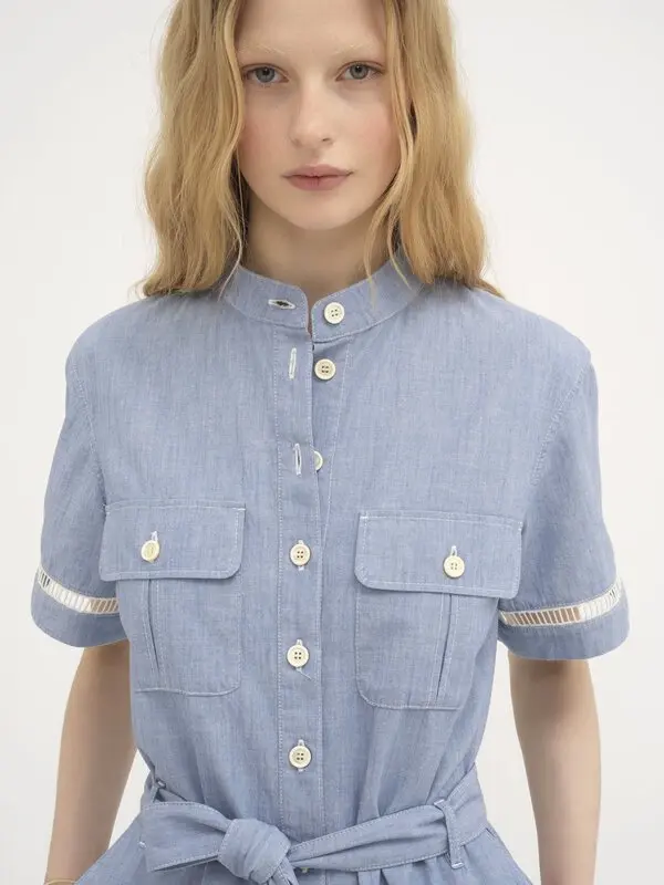 Chloé Short-sleeved Button-up Jumpsuit