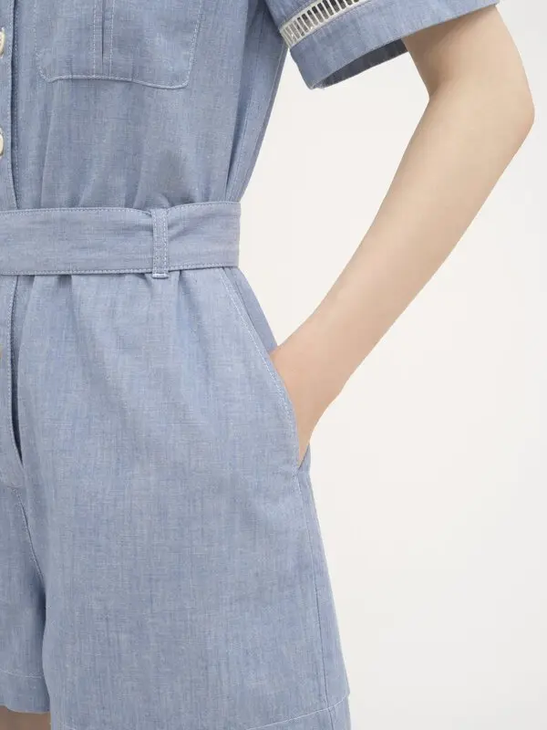 Chloé Short-sleeved Button-up Jumpsuit