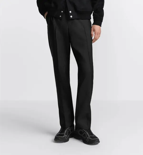 Dior High Waist Straight Leg Trousers - Grey