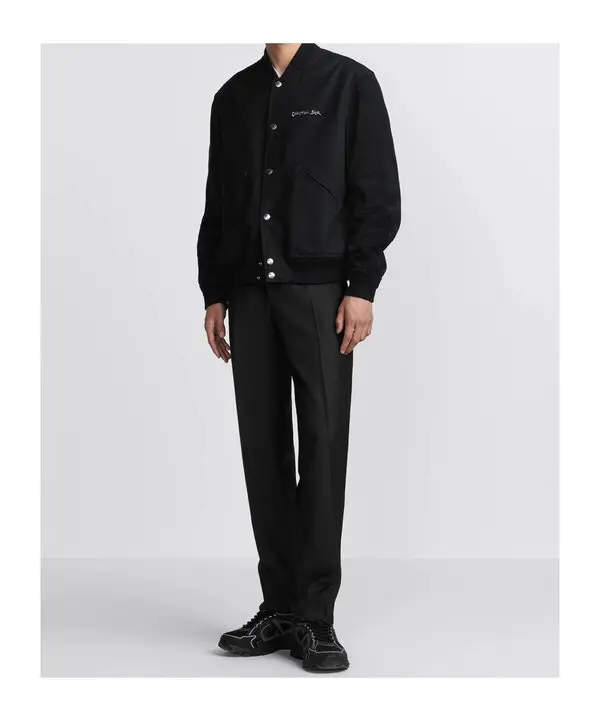 Dior High Waist Straight Leg Trousers - Grey
