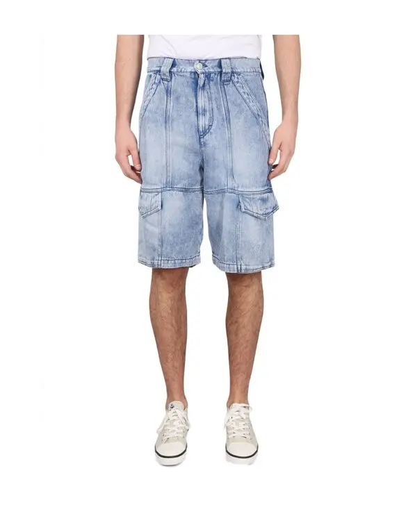 Isabel Marant Étoile Logo Patch Cargo Shorts - Blue