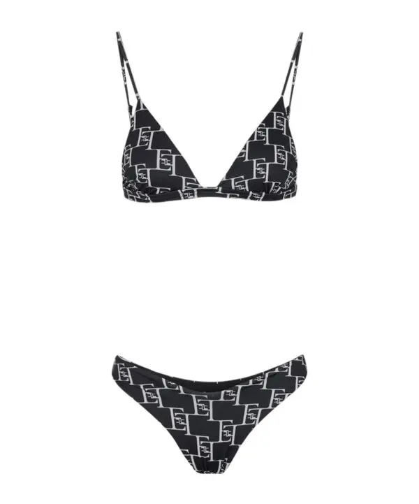 Elisabetta Franchi Monogram-print Triangle Bikini Set - Black