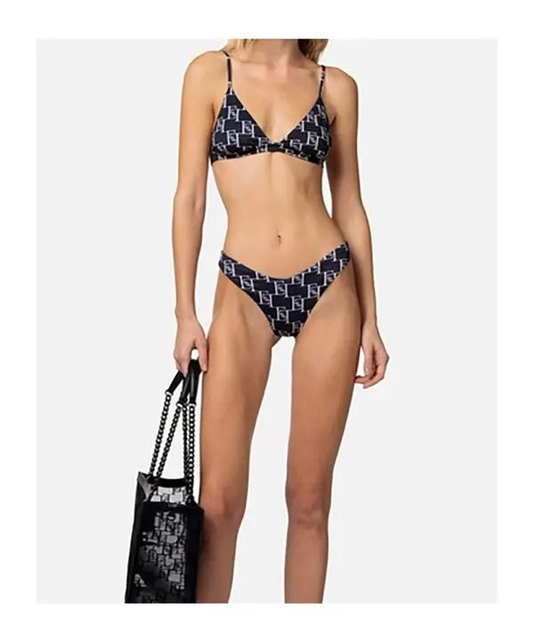 Elisabetta Franchi Monogram-print Triangle Bikini Set - Black