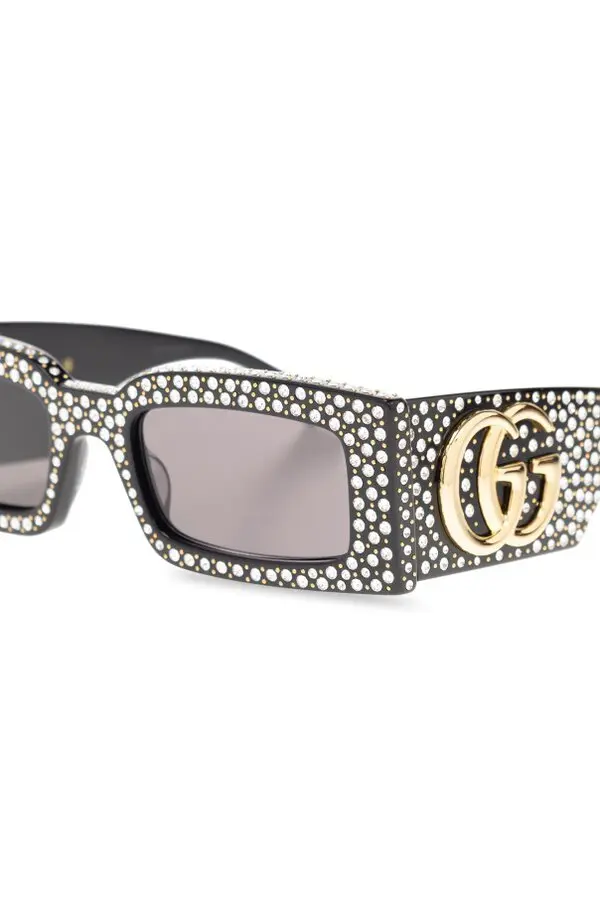 Gucci Rectangular Frame Embellished Sunglasses - Pink