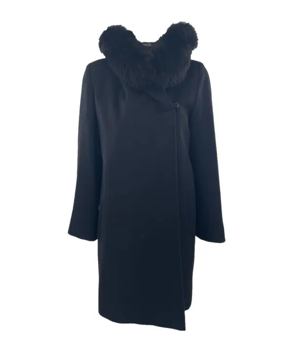 Max Mara Long Sleeved Hooded Coat With Belt - Black