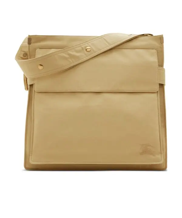 Burberry Logo Embroidered Medium Trench Tote Bag - Archives Beige