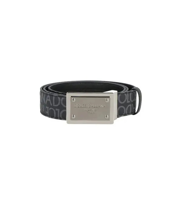 Dolce & Gabbana Logo Printed Buckle Belt - Black