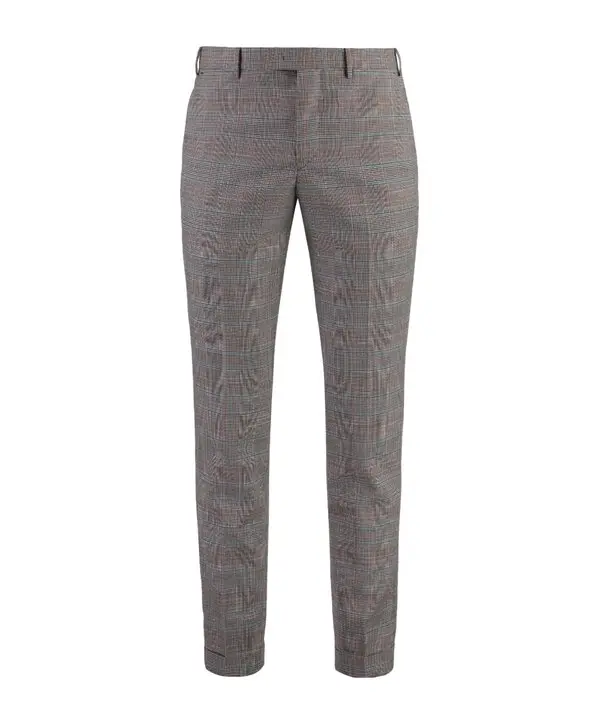 PT TORINO Wool Dress Trousers With Plaid Pattern - Gray