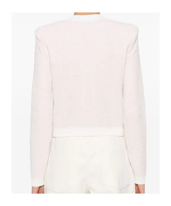 Balmain Light Tweed Button Cardigan - White