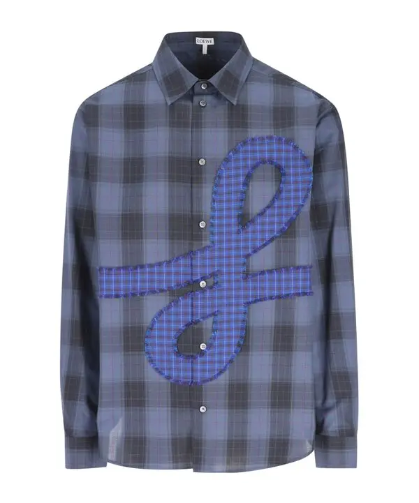 Loewe Checked Long-sleeved Shirt - Navy Blue
