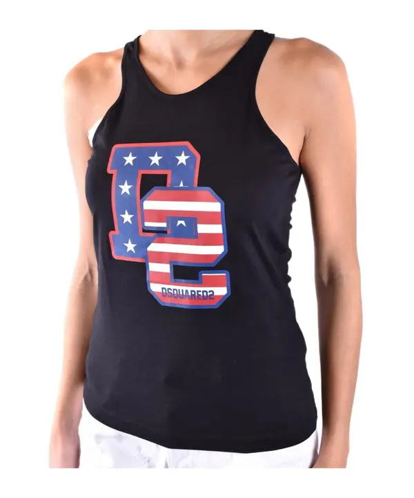 Dsquared2 Dc" Logo Print Sleeveless Tank Top - Black