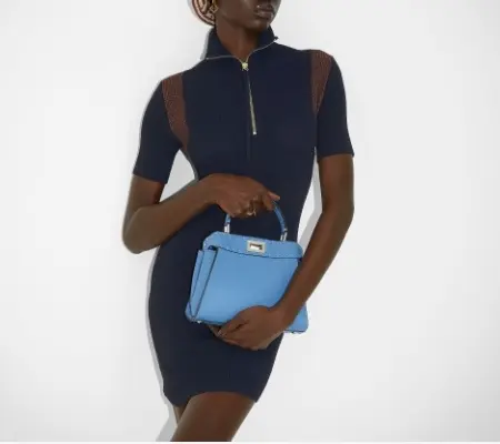 Fendi Fitted Jersey Dress With High Neck And Short Sleeves