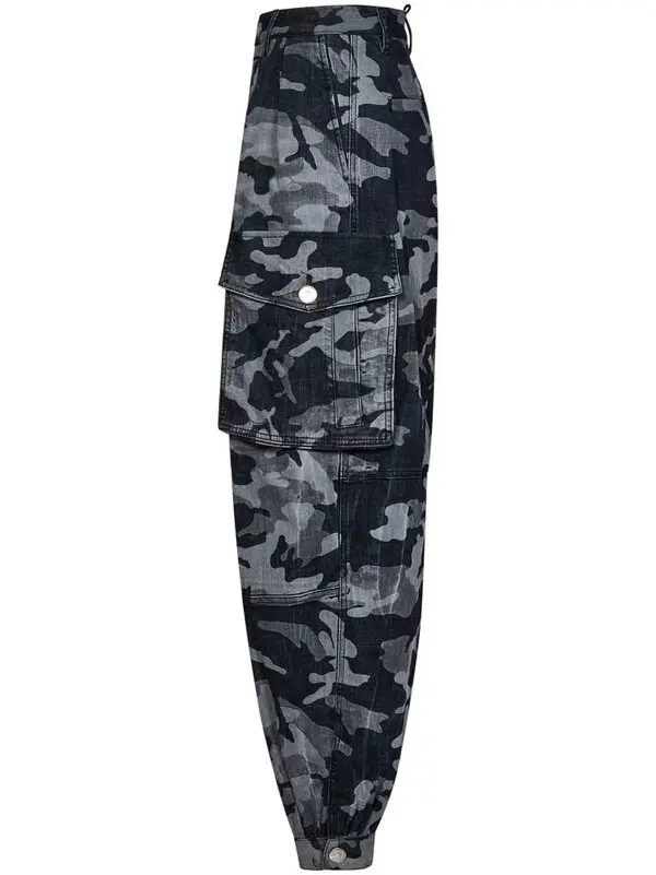 Dsquared2 Camouflage Print High-waist Wide-leg Trousers