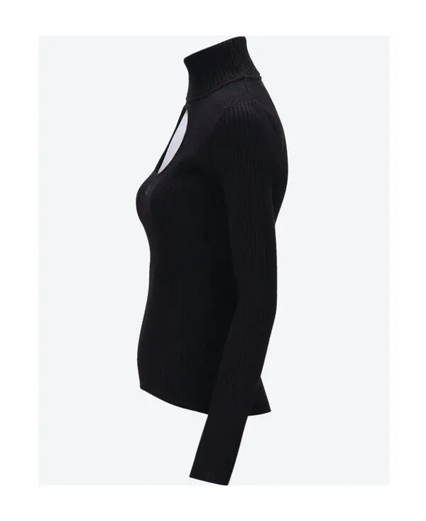 COURREGES Courrèges Cut-out Ribbed High Neck Jumper - Black