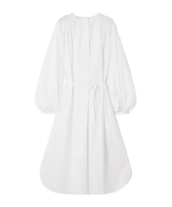 Loulou De Saison Vitti Oversized Belted Cotton-poplin Midi Dress - White