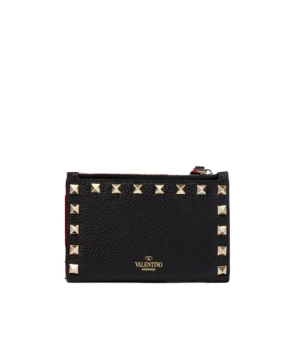 Valentino Garavani Rockstud Zip-up Cardholder - Black