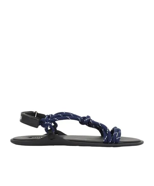 Miu Miu Riviere Cord And Leather Flat Sandals - Black